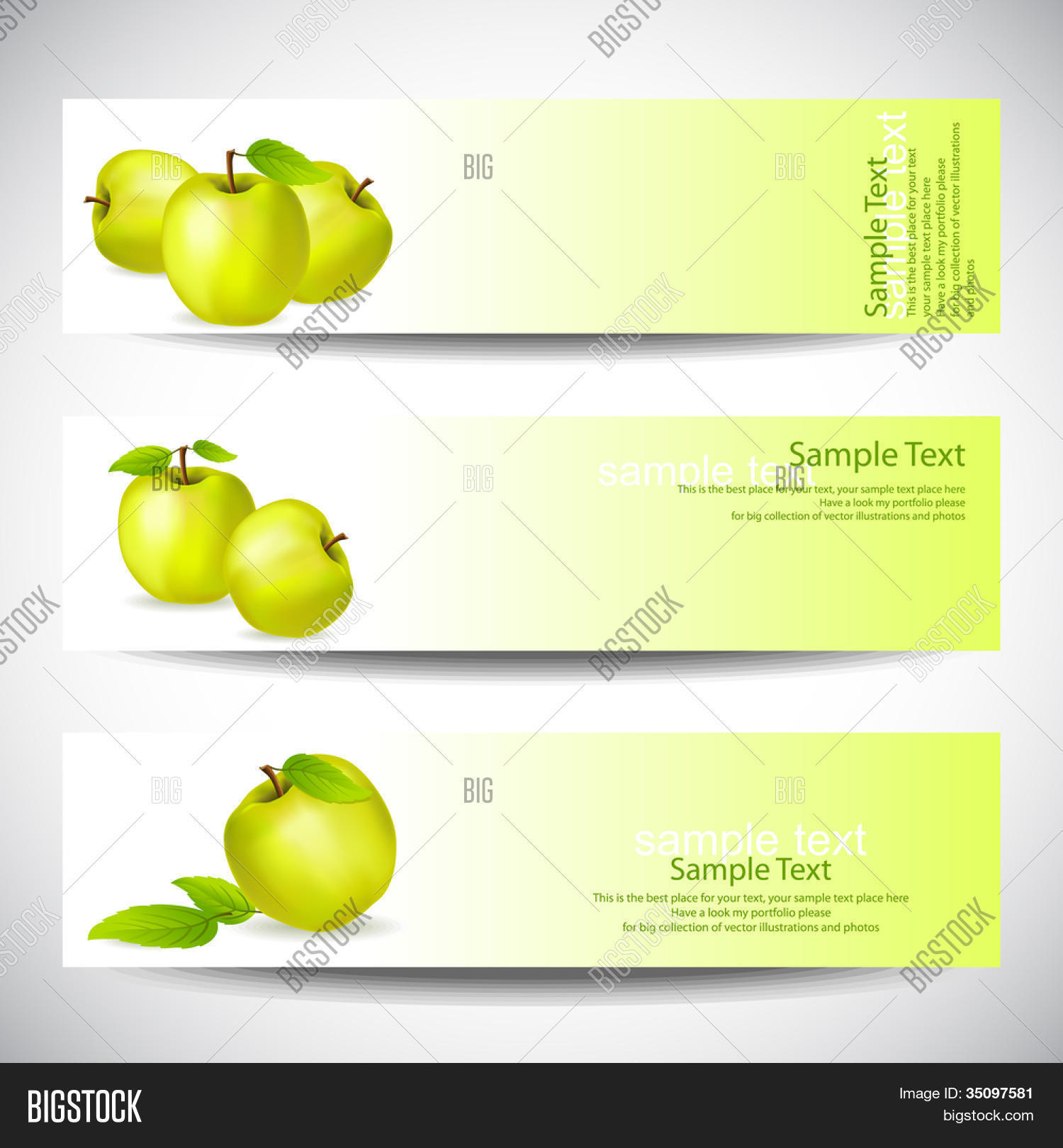 Set Banners Apple Vector & Photo (Free Trial) | Bigstock