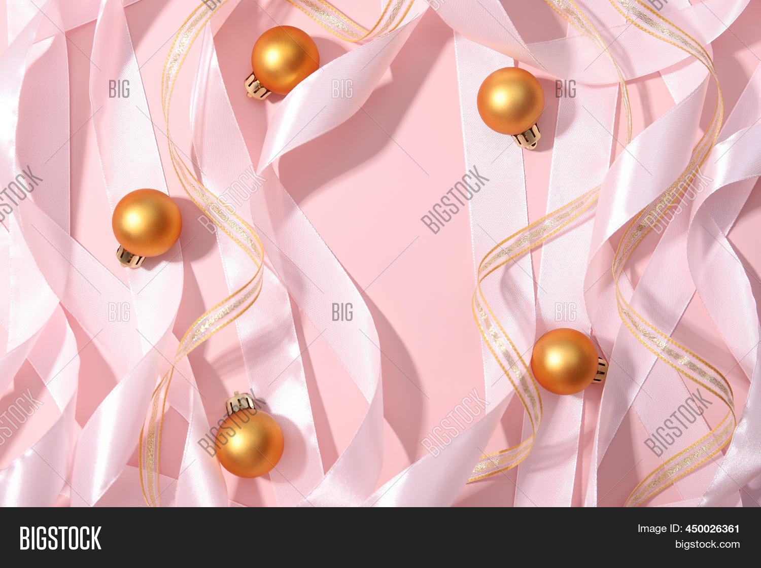 Roll Pink Gold Ribbons Image & Photo (Free Trial) | Bigstock