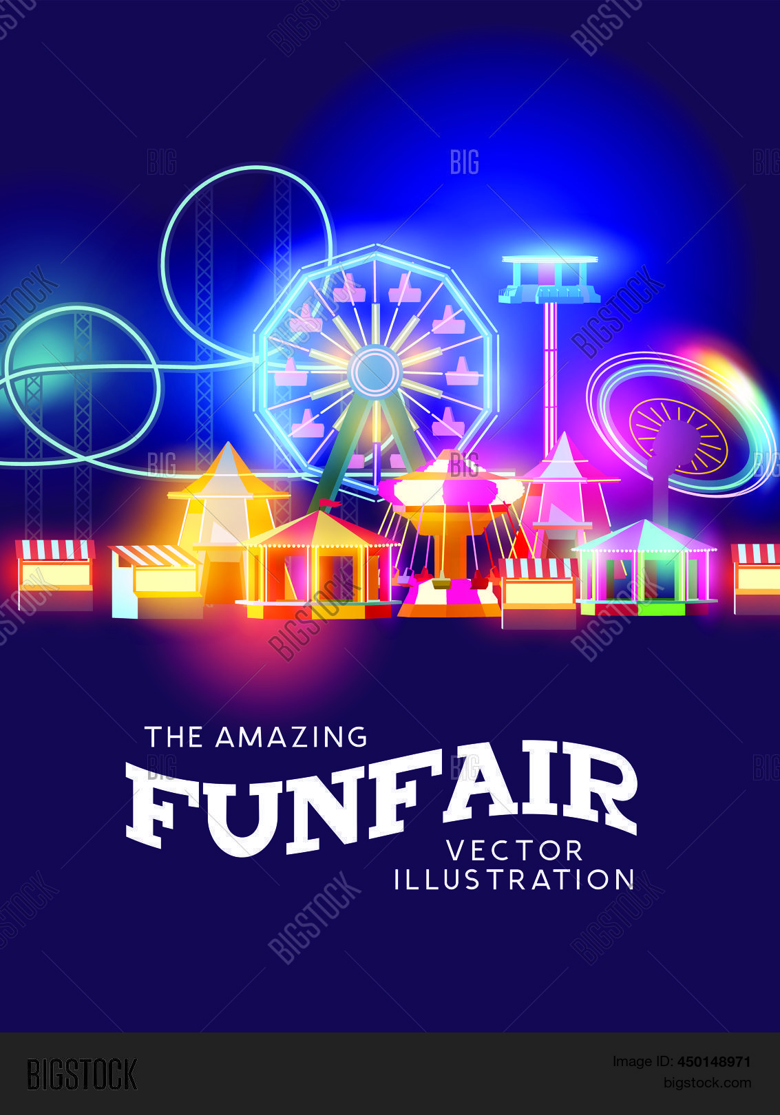 Neon Glowing Funfair Vector & Photo (Free Trial) | Bigstock