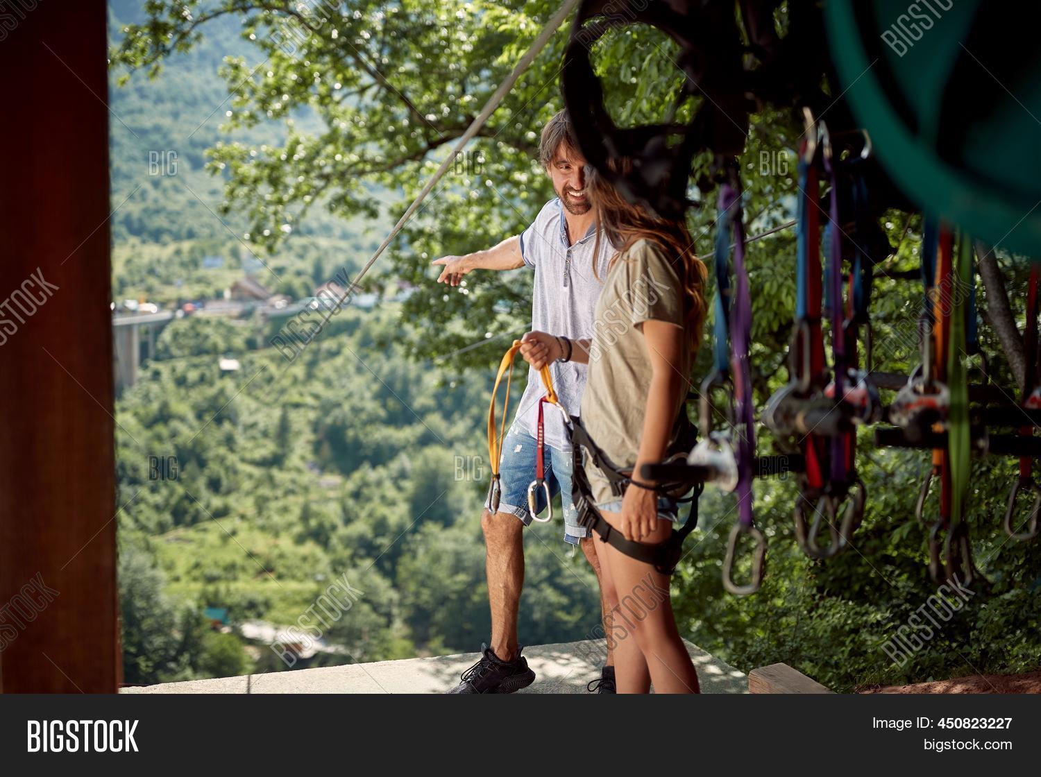 Woman Going On Zipline Image & Photo (Free Trial) | Bigstock