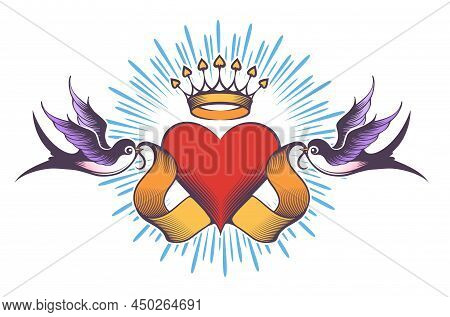 Classic Vintage Heart Tattoo Images, Illustrations & Vectors (Free ...