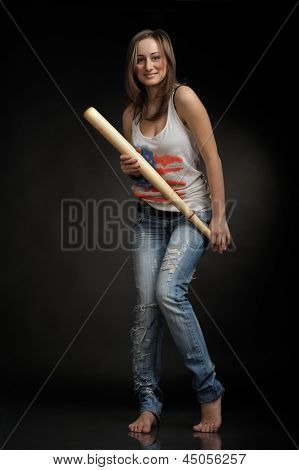 Woman Baseball Bat On Image & Photo (Free Trial) | Bigstock