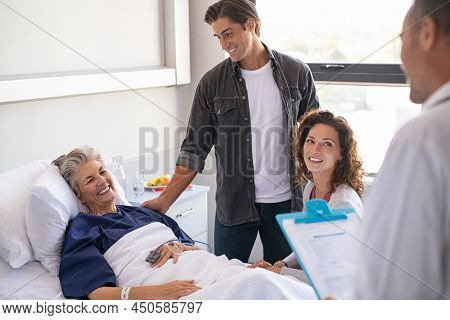 Happy Patient In Hospital Bed
