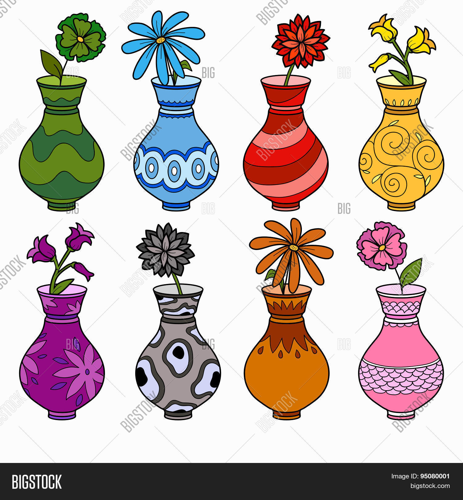 Vector Set Vases, Vector & Photo (Free Trial) | Bigstock