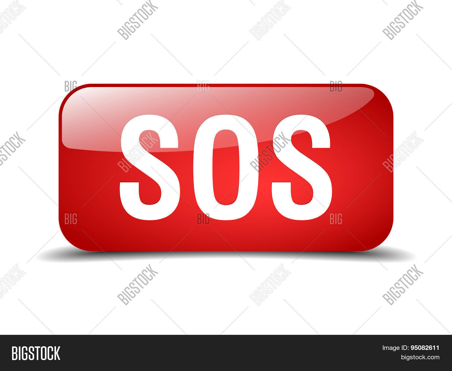 Sos Red Square 3D Vector & Photo (Free Trial) | Bigstock