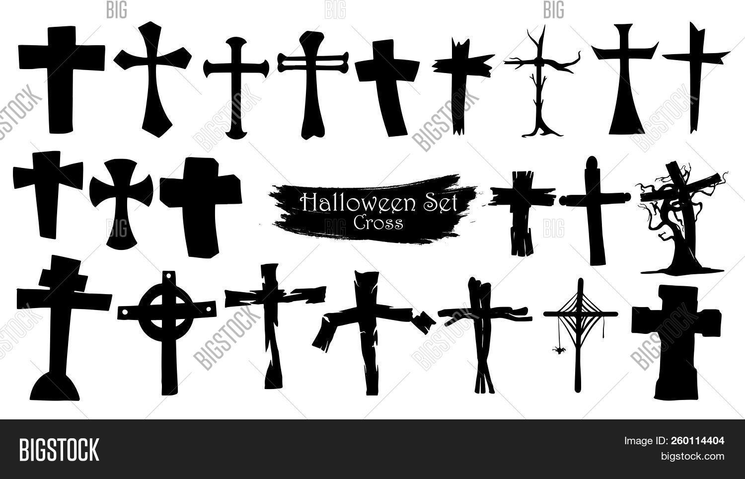 Spooky Cross Cemetery Vector & Photo (Free Trial) | Bigstock