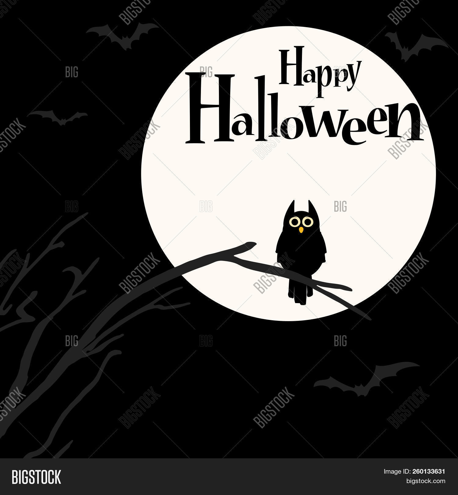 Owl Front Full Moon Vector & Photo (Free Trial) | Bigstock