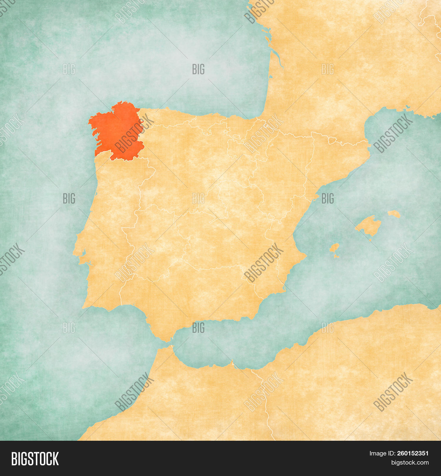 Galicia On Map Iberian Image & Photo (Free Trial) | Bigstock