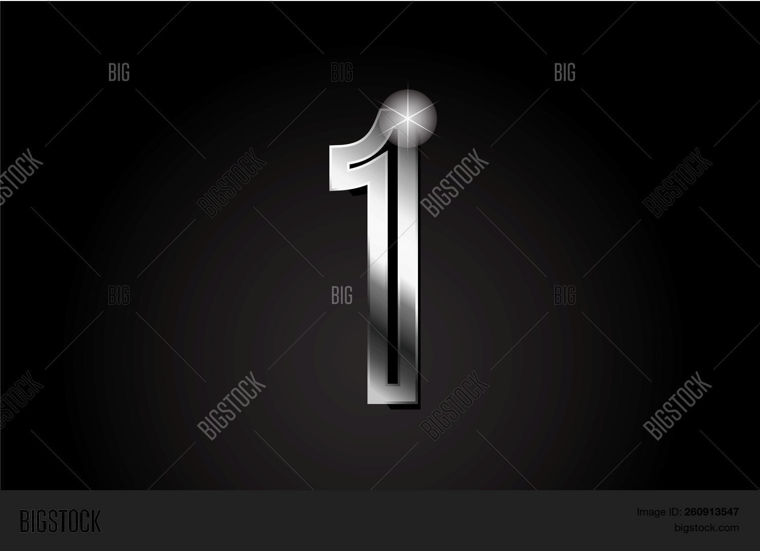 Silver Metal Number 1 Vector & Photo (Free Trial) | Bigstock