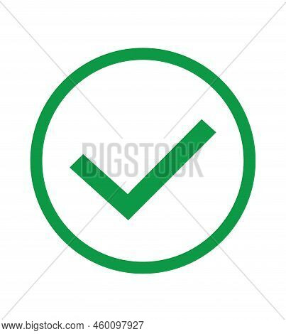 Green Circle With Green Tick. Flat Ok Sticker Icon. Green Check Mark ...