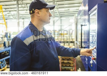 Worker Presses Button Image & Photo (Free Trial) | Bigstock