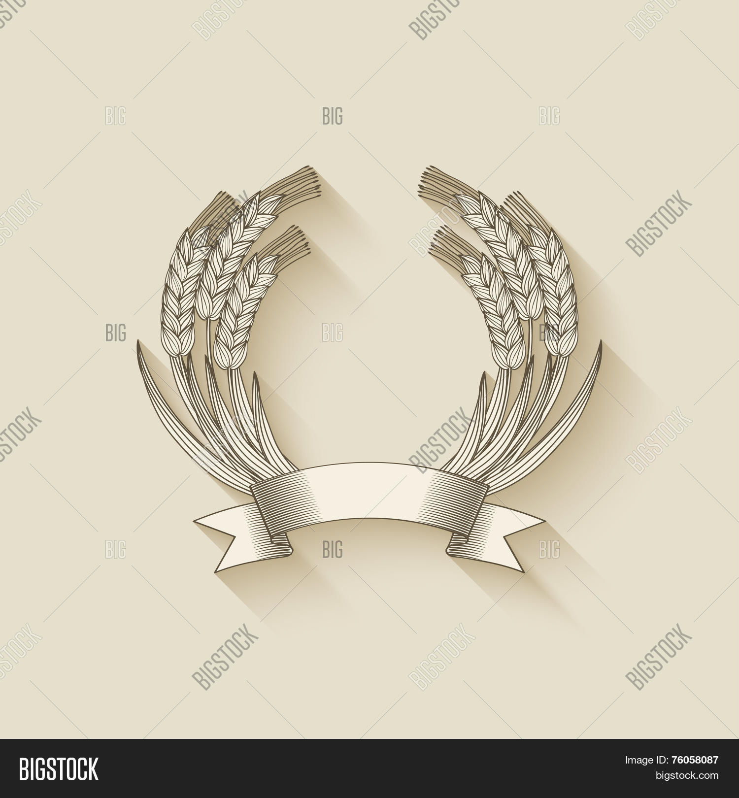 Sheaf Wheat Ribbon Vector & Photo (Free Trial) | Bigstock