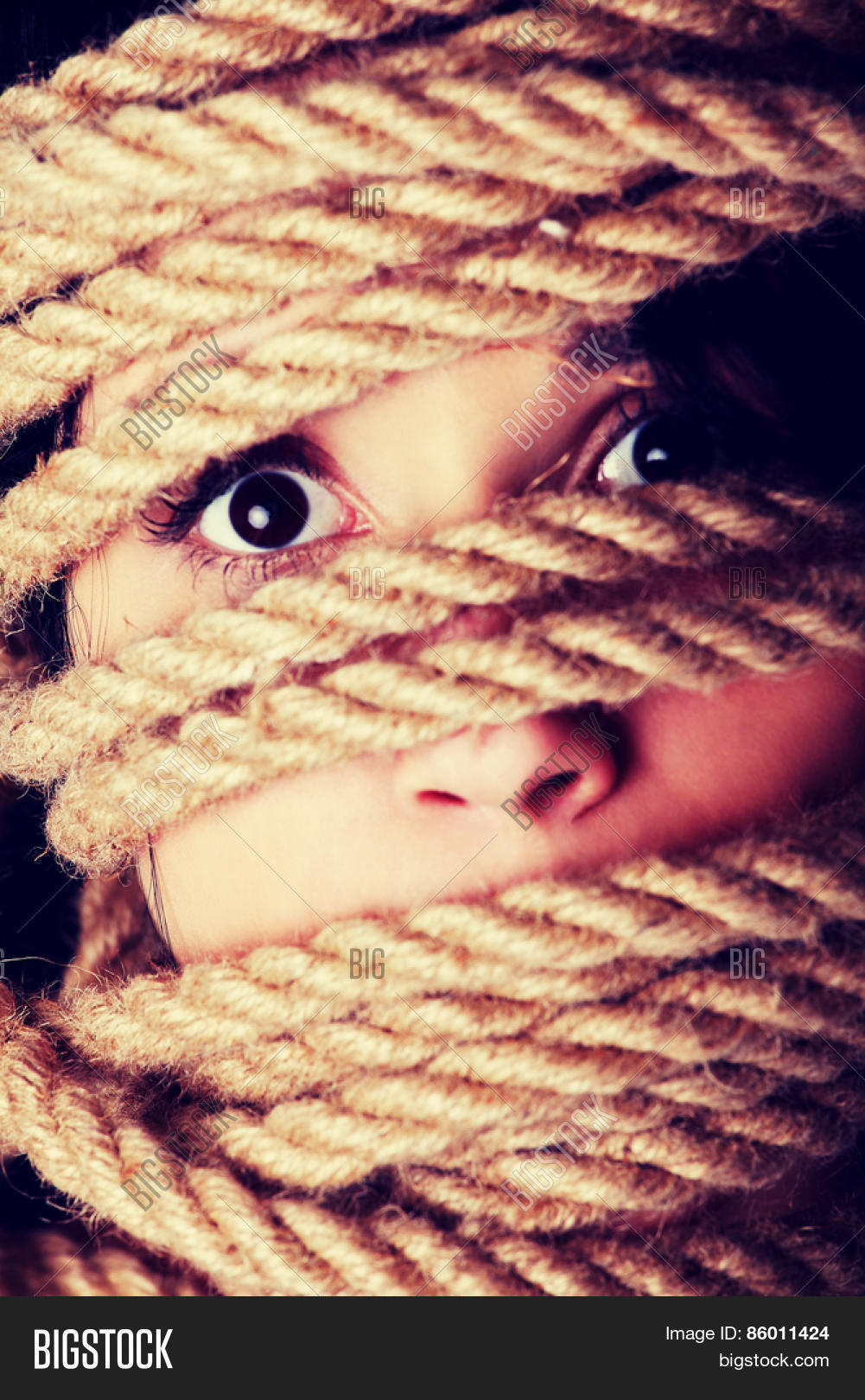 Tied Scared Woman Face Image & Photo (Free Trial) | Bigstock