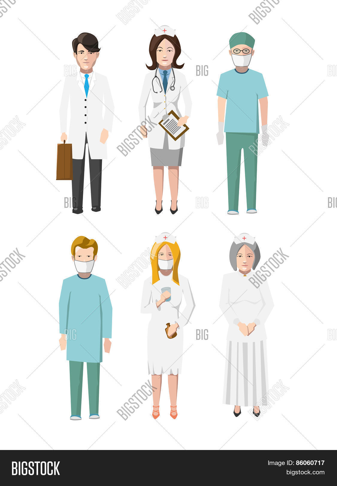 Set Six Doctors Flat Vector & Photo (Free Trial) | Bigstock