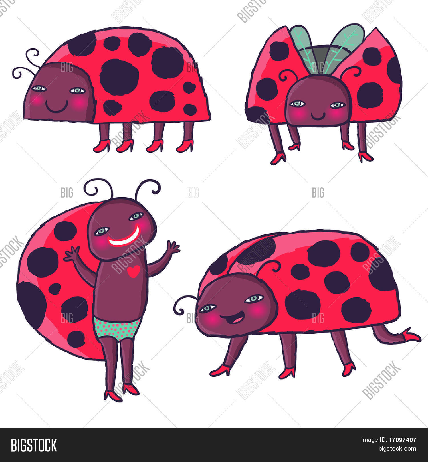 Cartoon Ladybirds Vector & Photo (Free Trial) | Bigstock