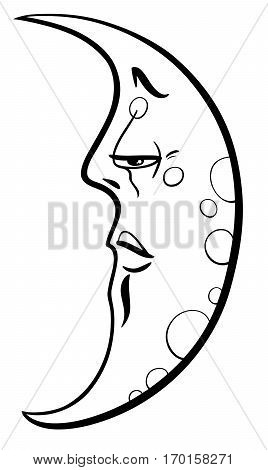 Moon Cartoon Coloring Vector & Photo (Free Trial) | Bigstock