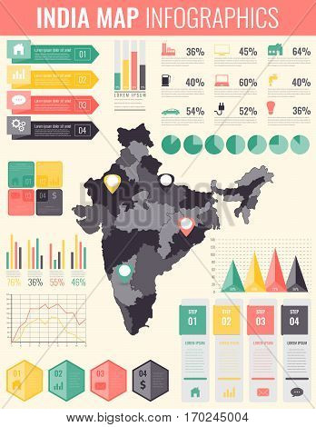 India Map Infographic Vector & Photo (Free Trial) | Bigstock