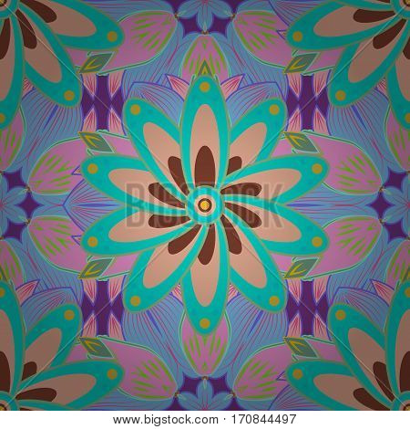 Floral print Pattern. Raster Seamless. Radial gradient shape. Flower ...