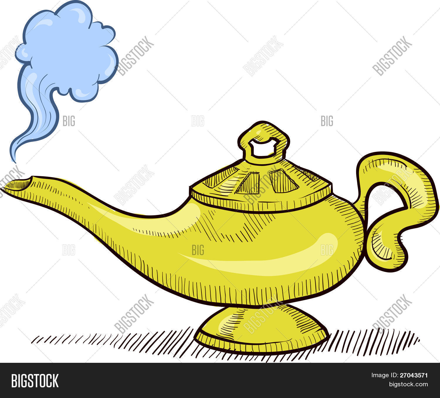 Djinni Lamp Sketch Vector & Photo (Free Trial) | Bigstock