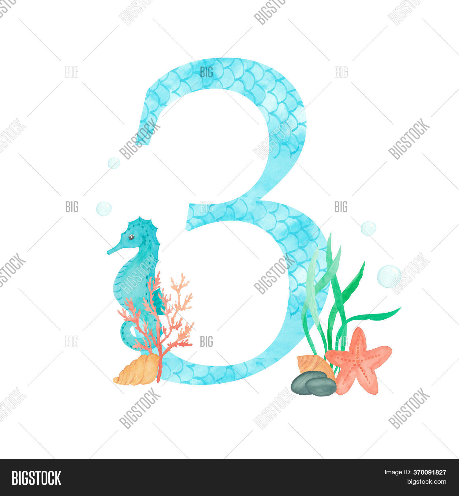 Watercolor Number 3. Image & Photo (Free Trial) | Bigstock