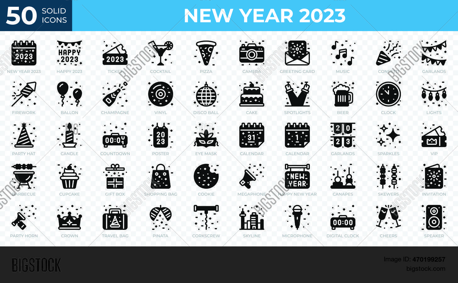 New Year 2023 Icons Vector & Photo (Free Trial) | Bigstock