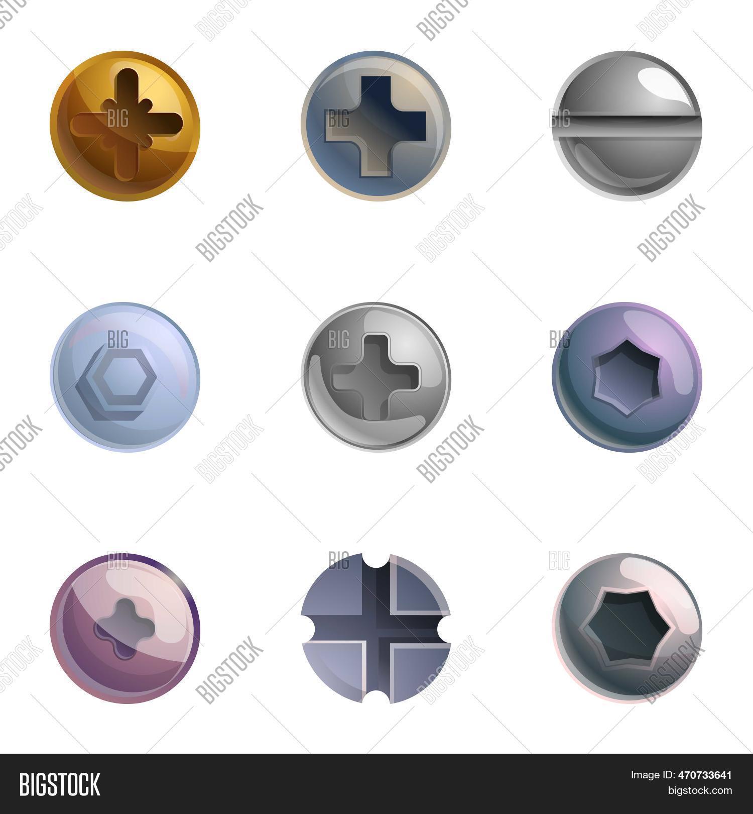 Bolt Head Icon Set. Image & Photo (Free Trial) | Bigstock