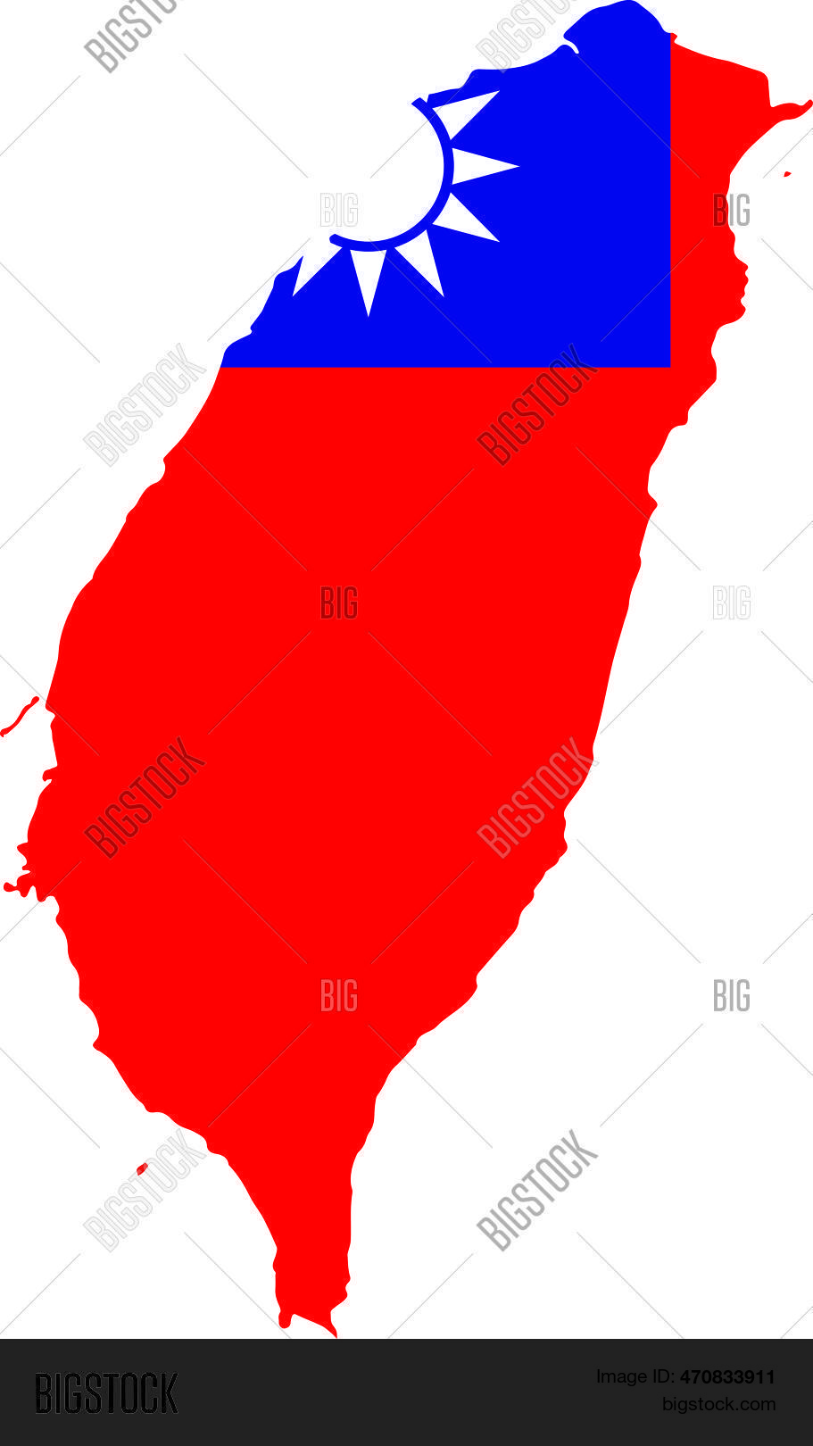 Taiwan Flag On Map Vector & Photo (Free Trial) | Bigstock