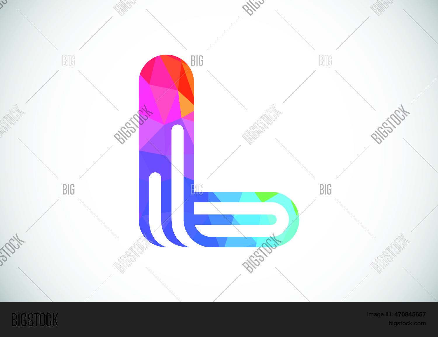 Initial Low Poly L Vector & Photo (Free Trial) | Bigstock