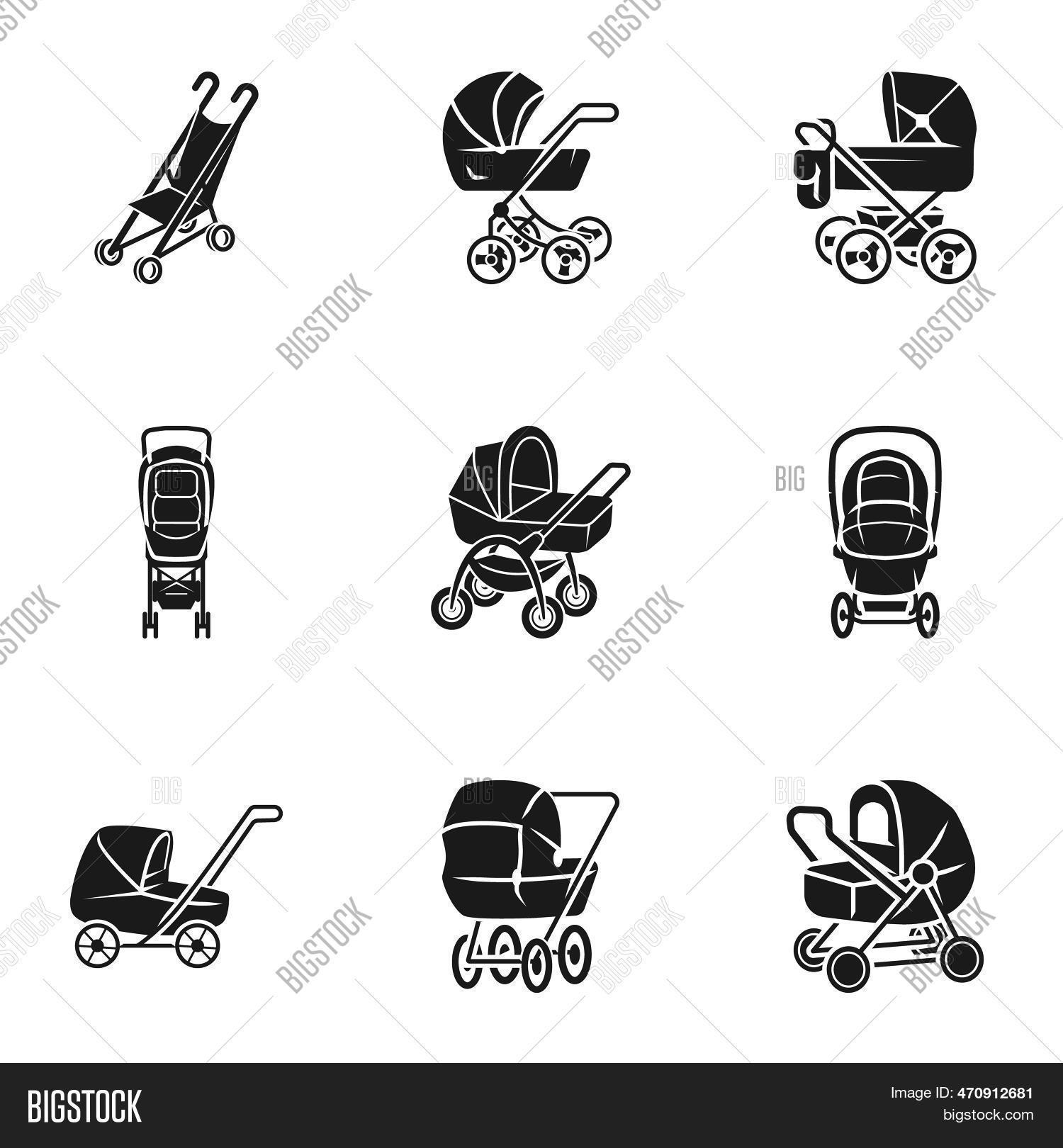 Baby Stroller Icon Set Image & Photo (Free Trial) | Bigstock