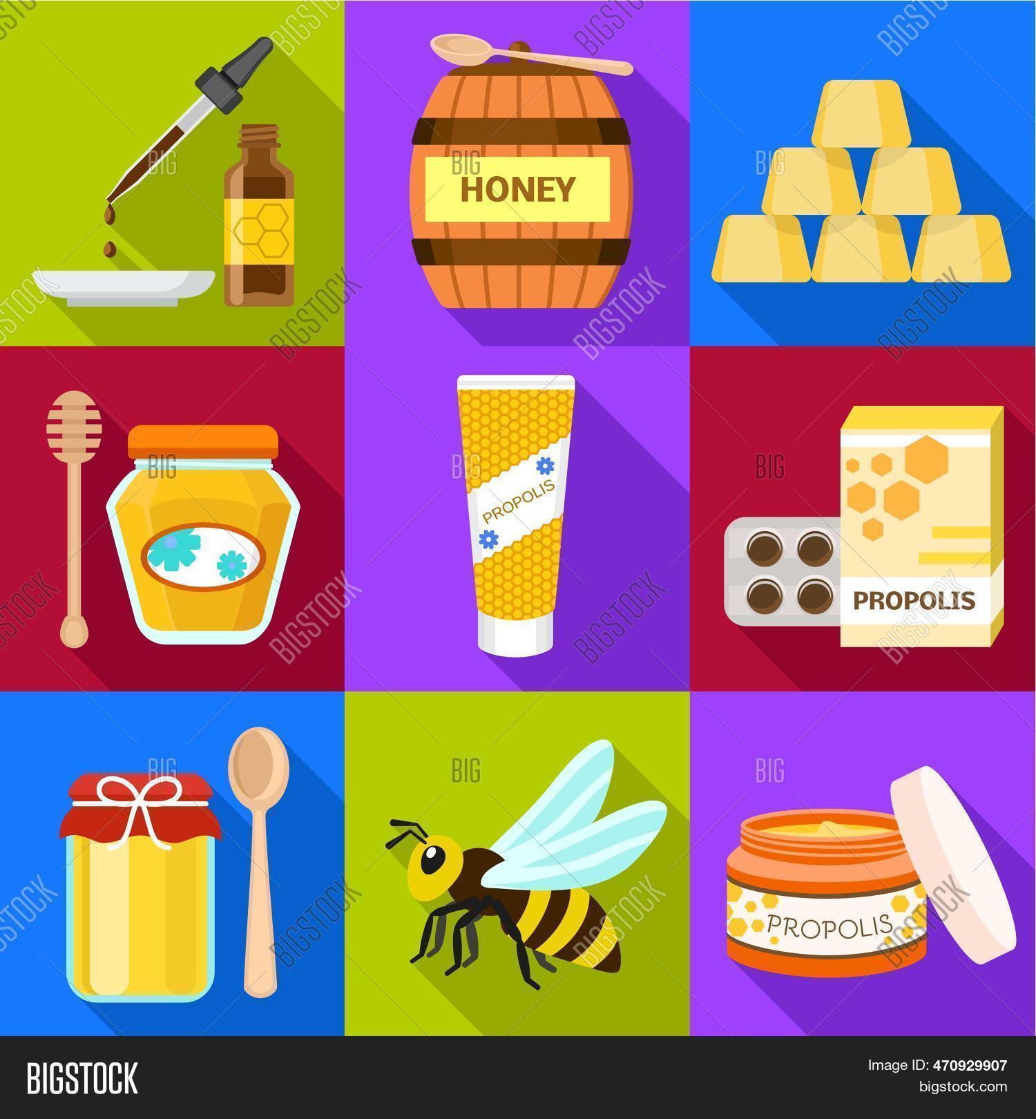 Apiary Icon Set. Flat Image & Photo (Free Trial) | Bigstock