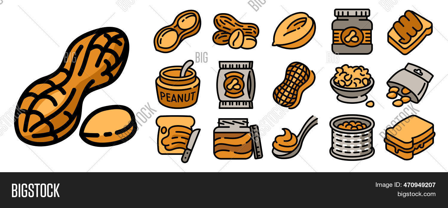 Peanut Icons Set. Image & Photo (Free Trial) | Bigstock