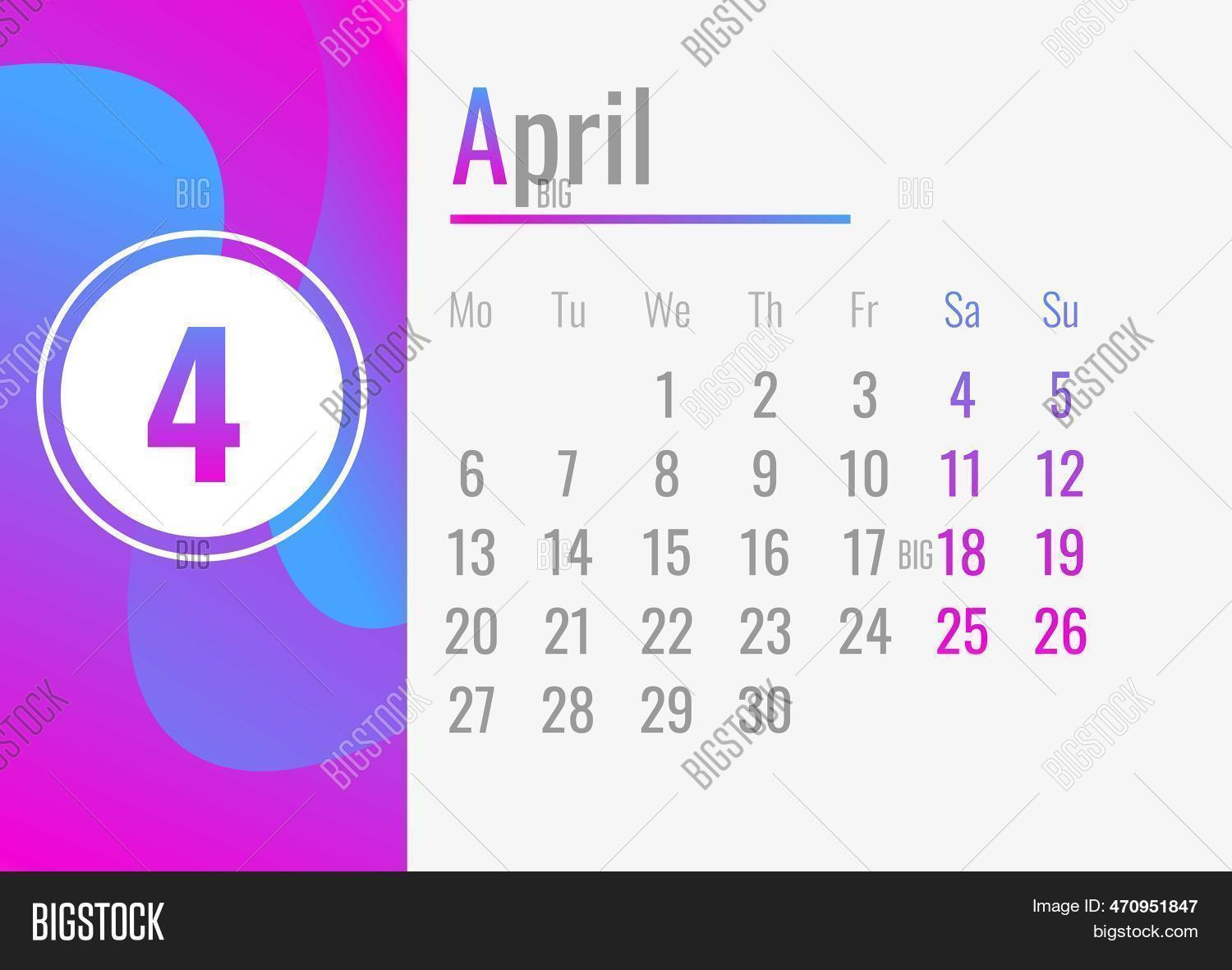April Calendar Month Image & Photo (Free Trial) | Bigstock