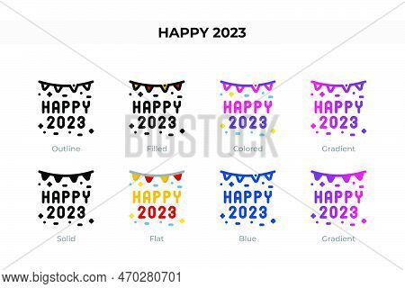 Happy 2023 Icons Vector & Photo (Free Trial) | Bigstock