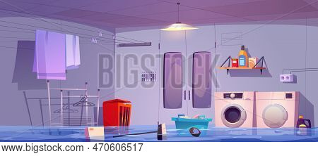 Flooded Laundry Room Vector & Photo (Free Trial) | Bigstock