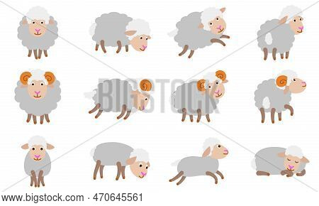Sheep Icons Set. Flat Image & Photo (Free Trial) | Bigstock