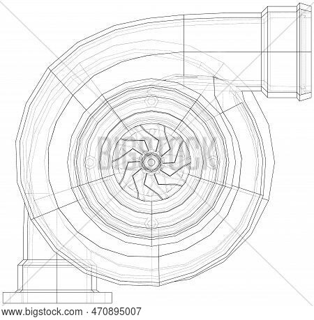 Turbocharger Pencil Drawing