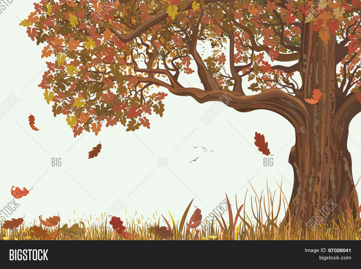 Autumn Landscape Oak Vector & Photo (Free Trial) | Bigstock