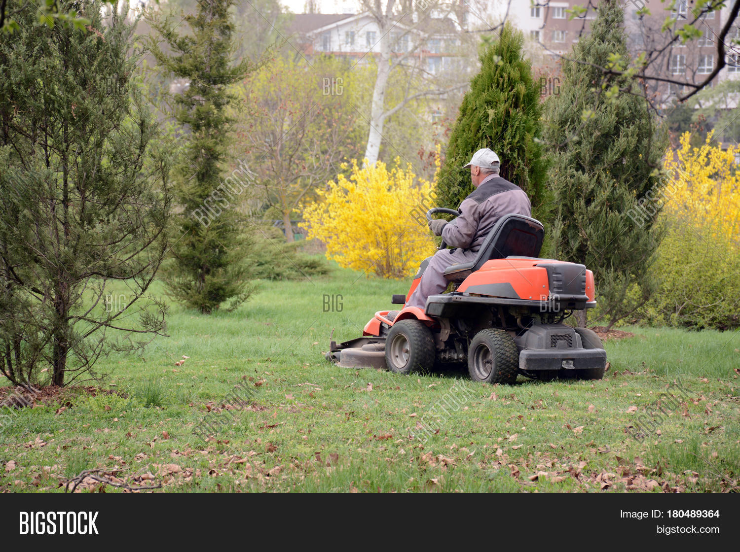 Worker Lawn Mower Park Image & Photo (Free Trial) | Bigstock
