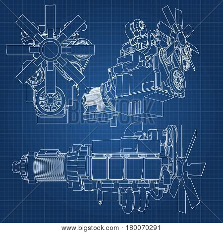 Big Diesel Engine Vector & Photo (Free Trial) | Bigstock