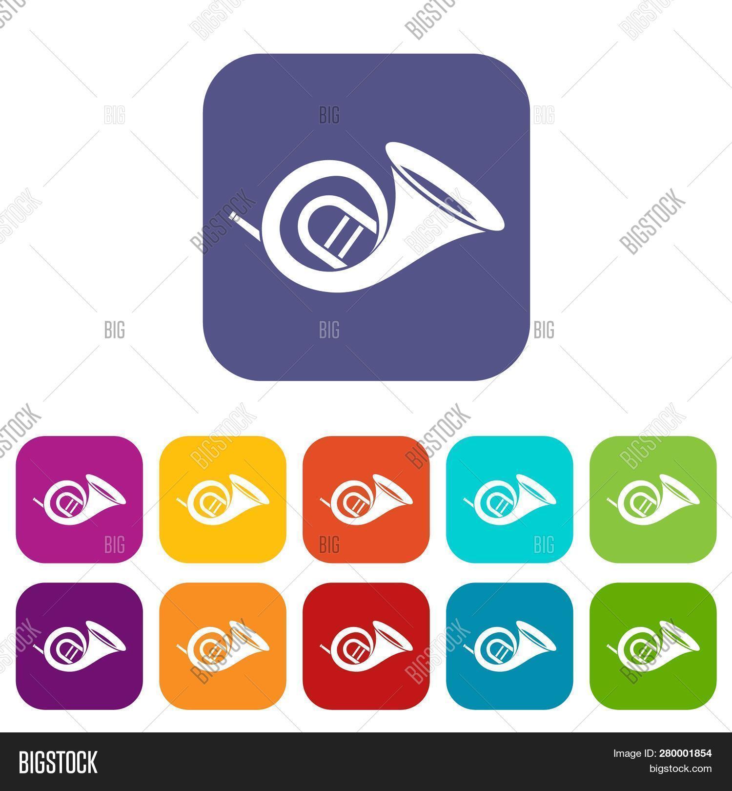 French Horn Icons Set Image & Photo (Free Trial) | Bigstock