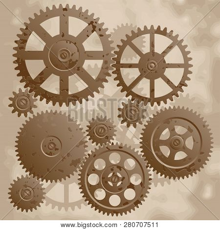 Old Gears. Vintage Vector & Photo (Free Trial) | Bigstock