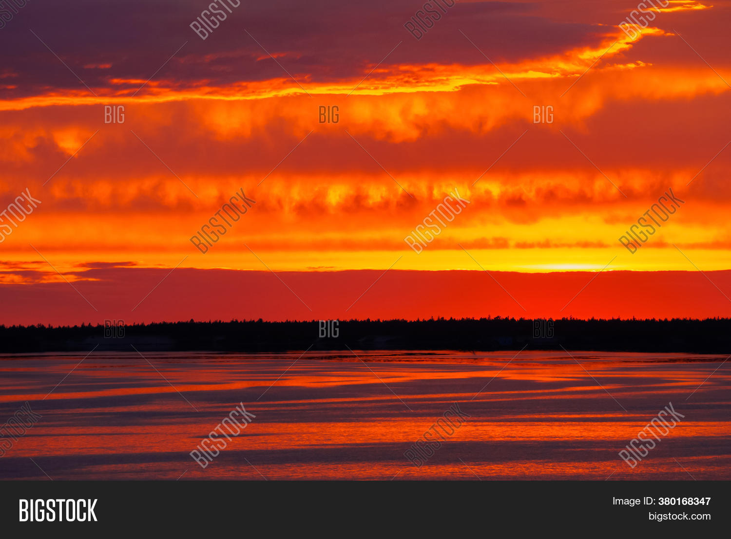 Fiery Sunset Reflected Image & Photo (Free Trial) | Bigstock
