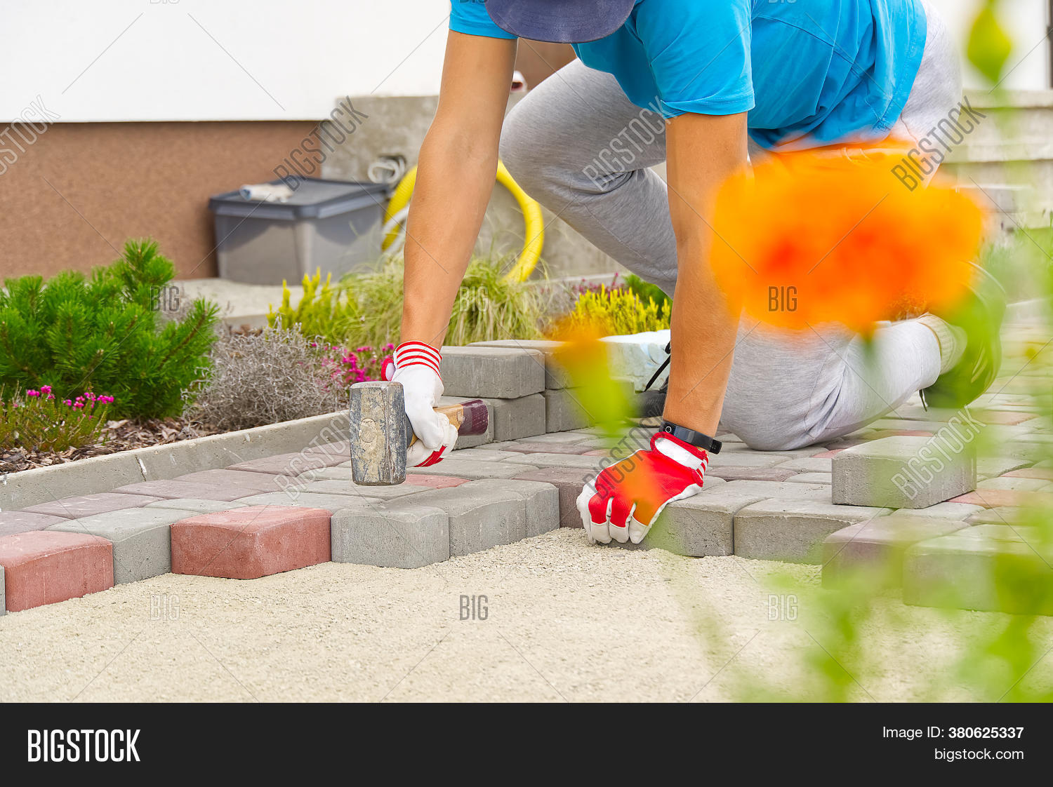 Worker Laying Paving Image & Photo (Free Trial) | Bigstock