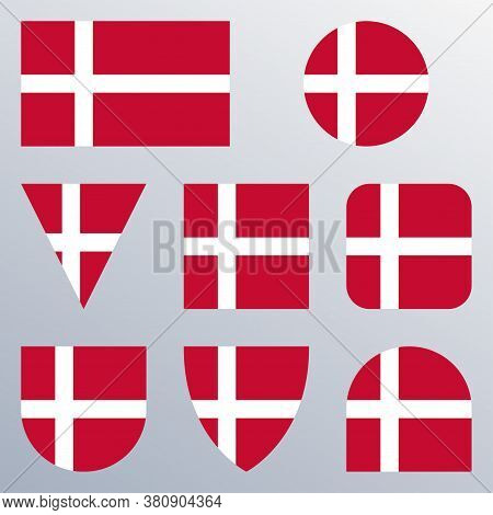 Denmark Flag Icon Set Vector & Photo (Free Trial) | Bigstock