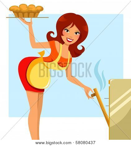 Woman Making Pie Vector & Photo (Free Trial) | Bigstock