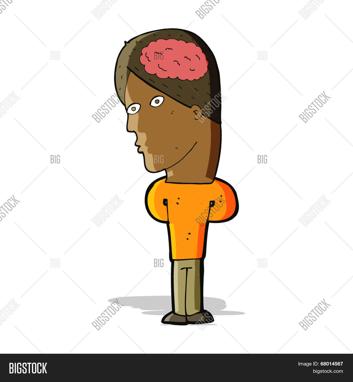 Cartoon Man Big Brain Vector & Photo (Free Trial) | Bigstock