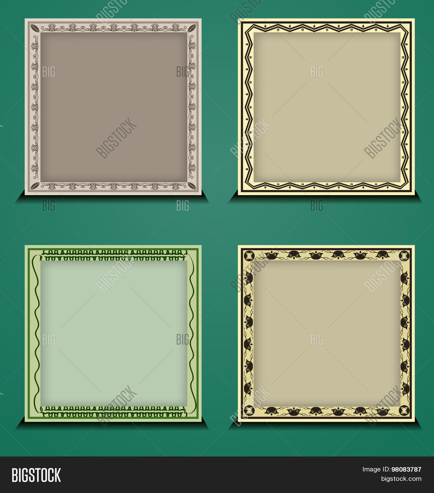 Vector y foto Set Vintage Frames (prueba gratis) | Bigstock