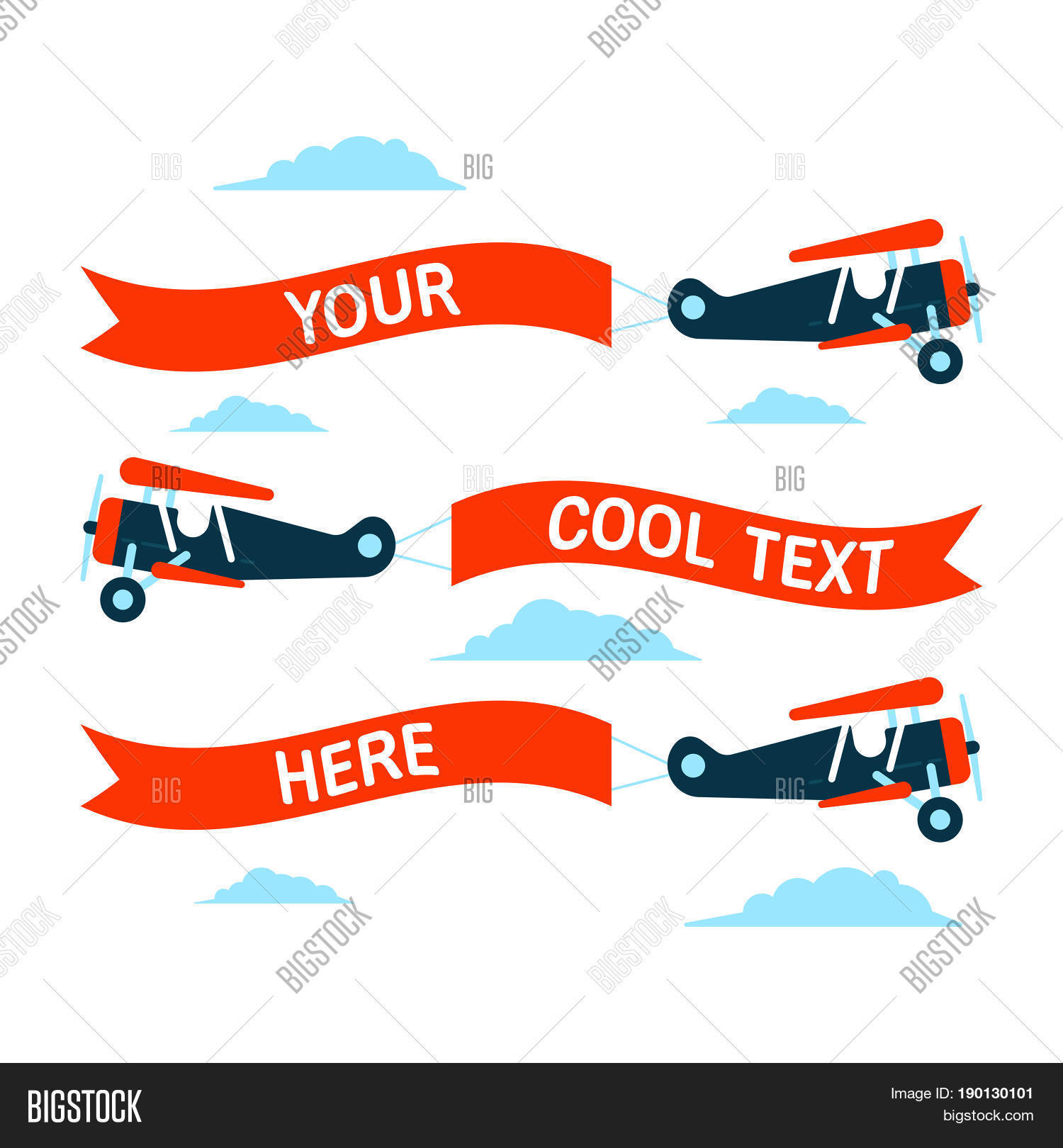 Plane-ribbon-flat Vector & Photo (Free Trial) | Bigstock