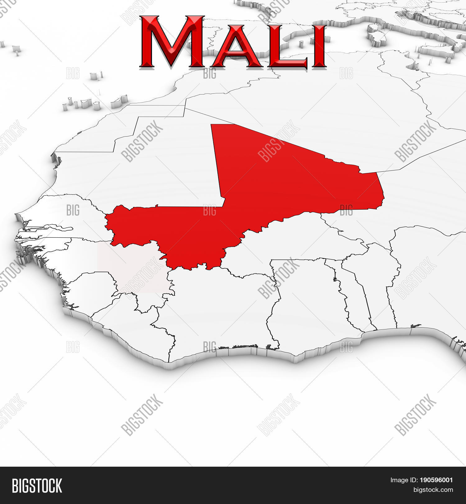 3D Map Mali Country Image & Photo (Free Trial) | Bigstock