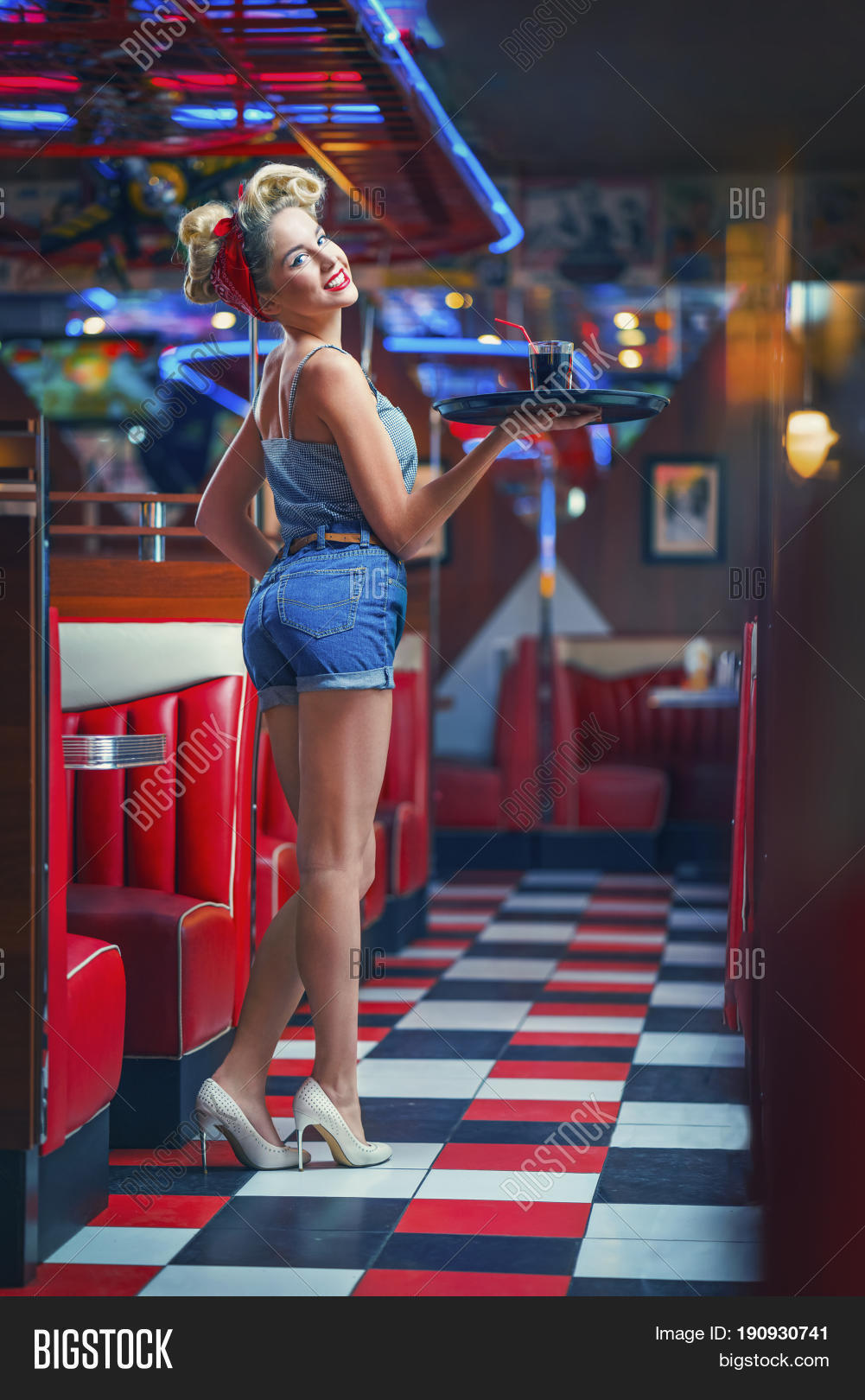 Pin- Girl Retro Cafe Image & Photo (Free Trial) | Bigstock